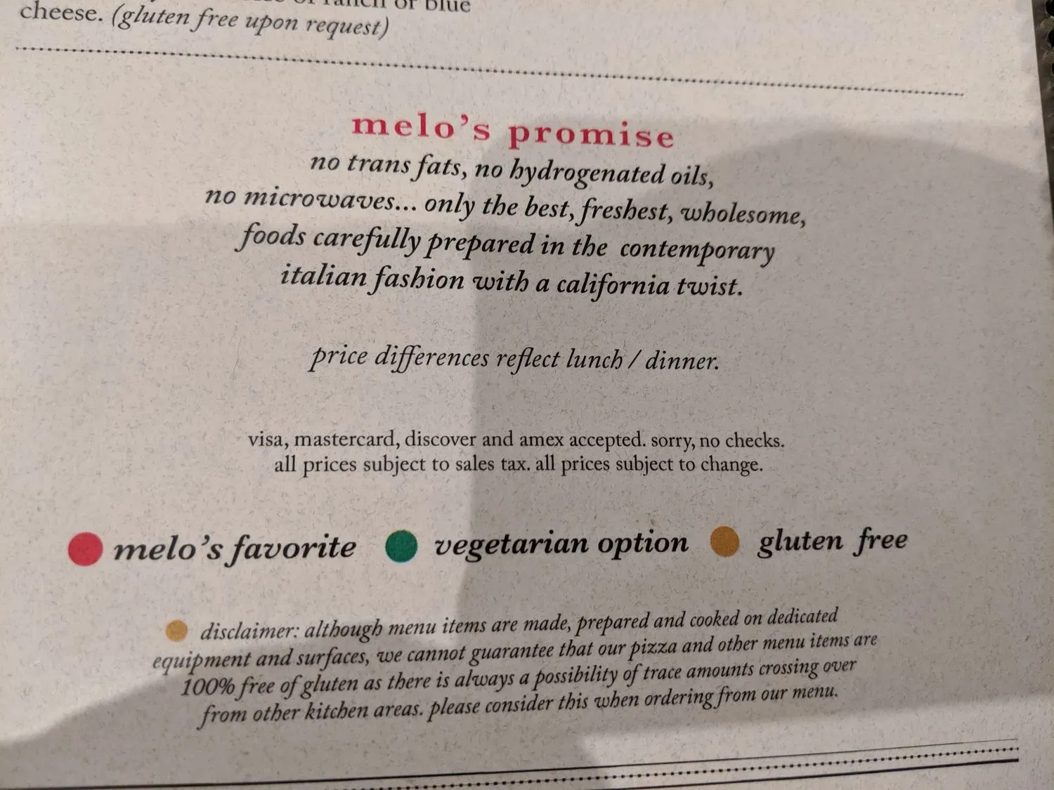 Melo's Pizza & Pasta Livermore Menu - Updated October 2025
