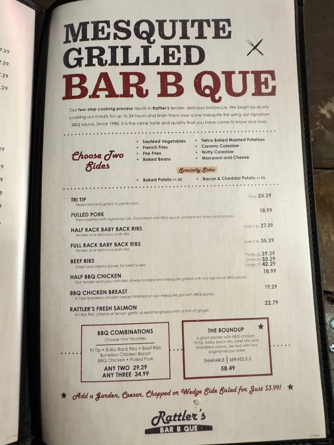 Rattler's Bar B Que Menu - Updated October 2025