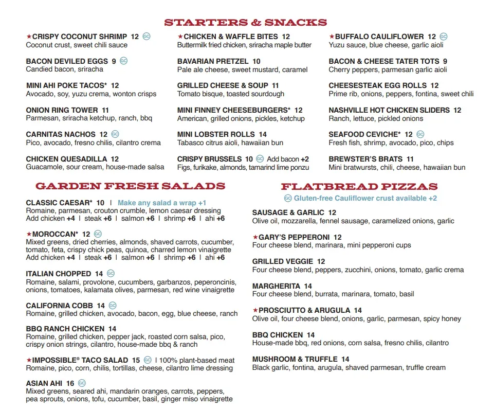 Finney's Crafthouse - Porter Ranch Menu - Updated November 2025