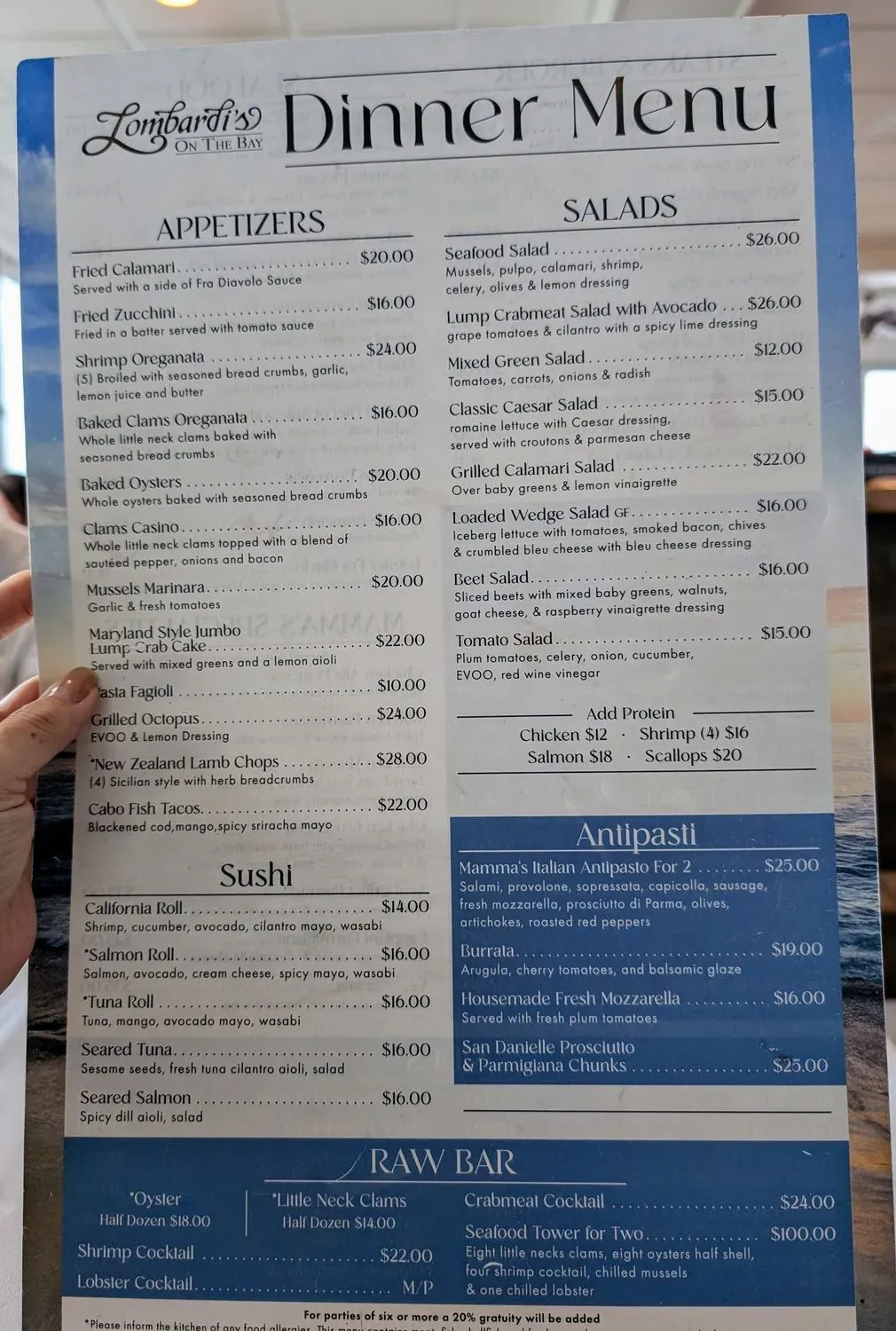 Lombardi's On the Bay Menu - Updated November 2025