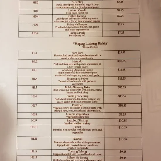 Hapag Filipino Cuisine Menu | Yonkers, NY | Checkle