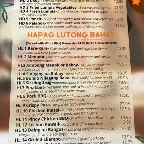 Hapag Filipino Cuisine Menu | Yonkers, NY | Checkle