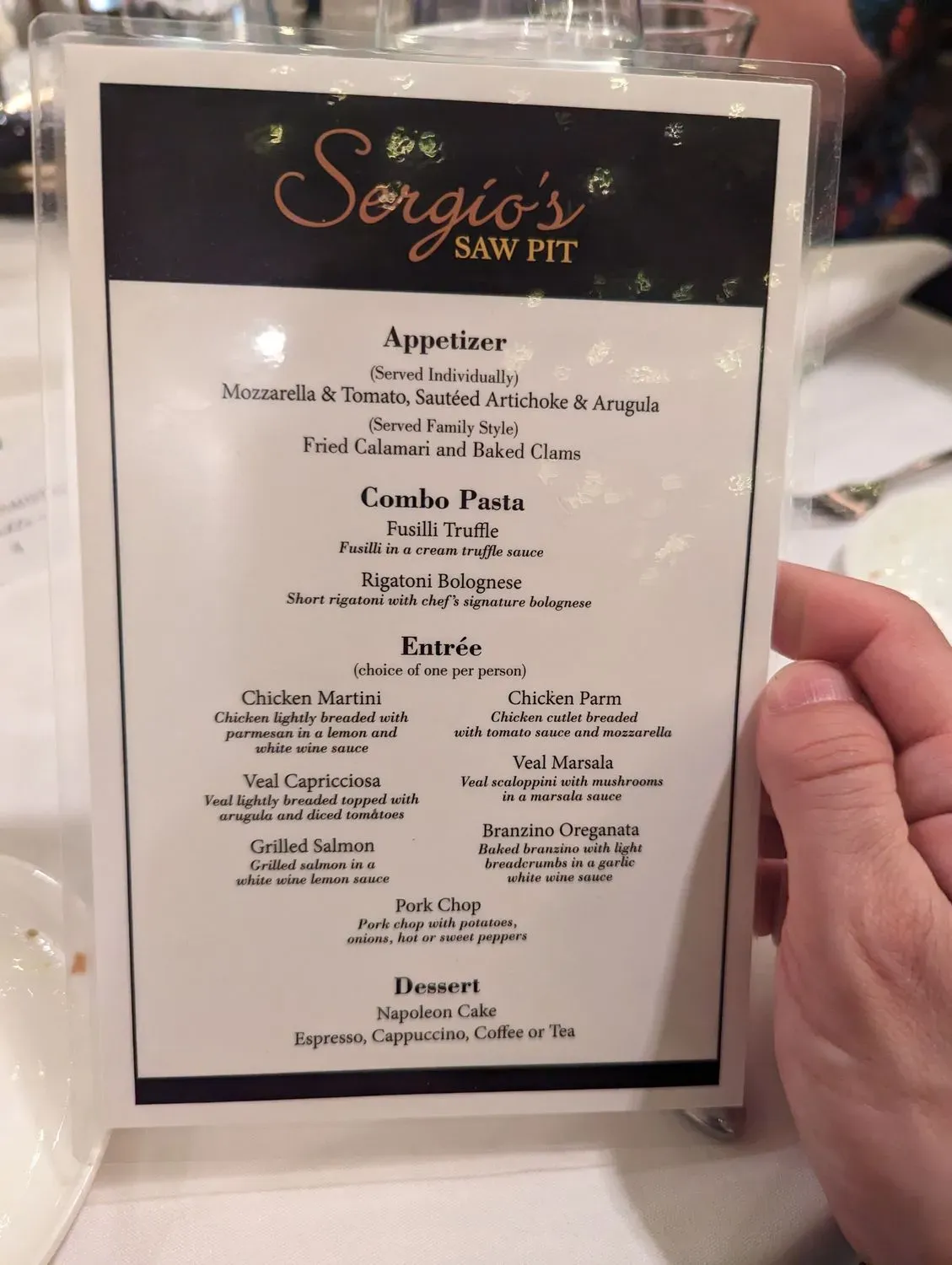 Sergio's Saw Pit Menu - Updated November 2025
