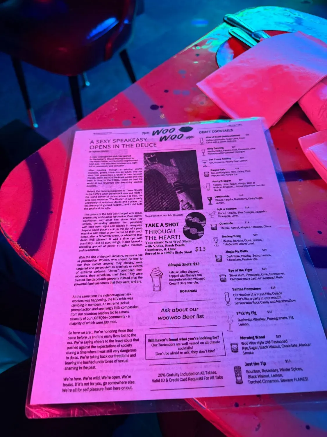 The Woo Woo Menu - Updated September 2025