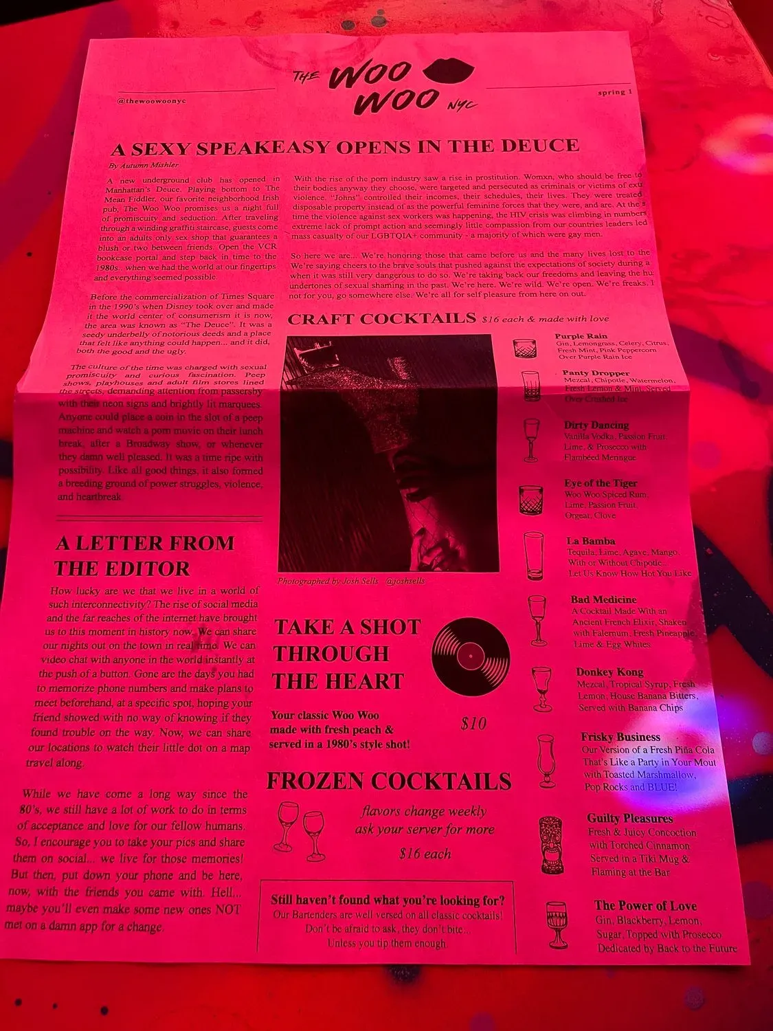 The Woo Woo Menu - Updated November 2025