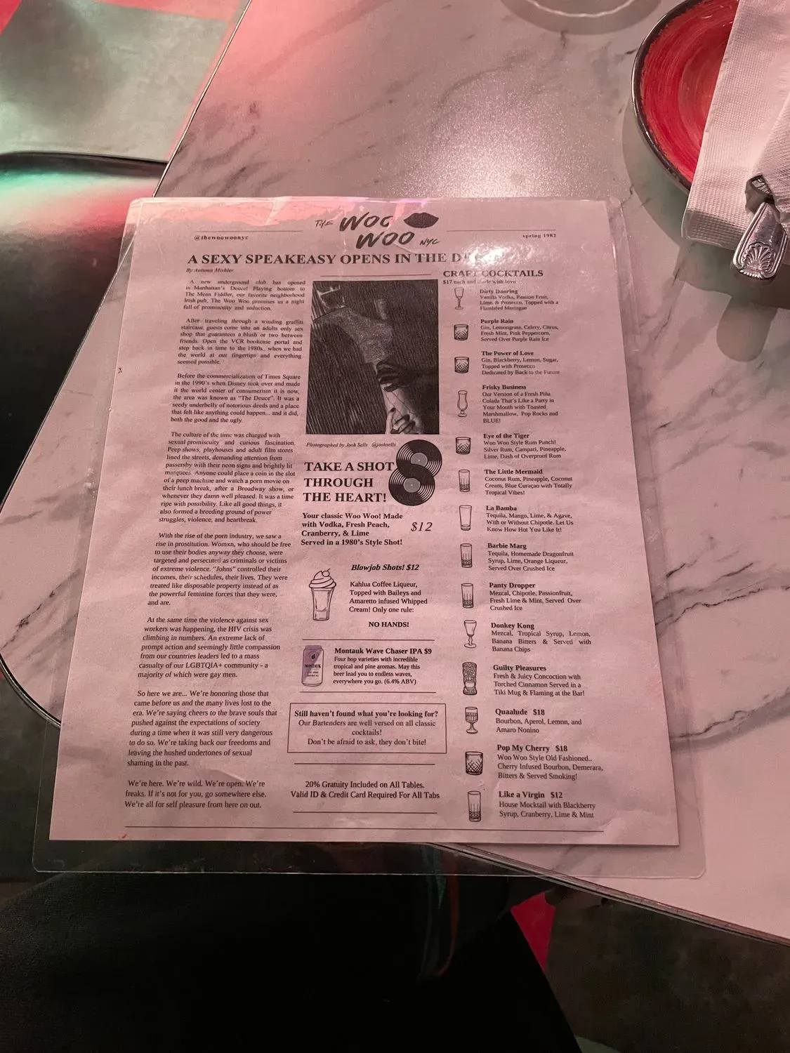 The Woo Woo Menu - Updated November 2025