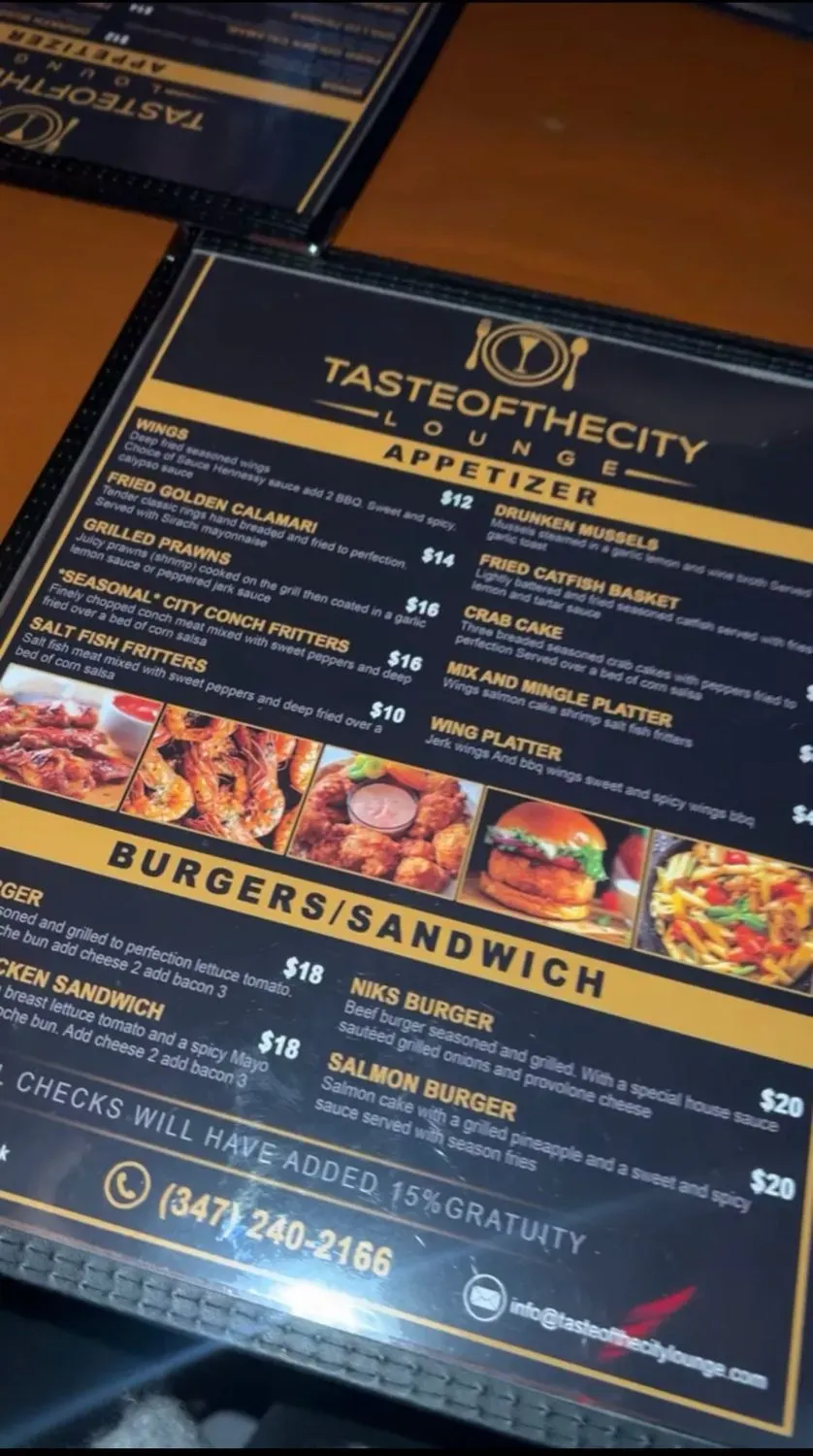 Taste of the City Lounge Menu - Updated September 2025