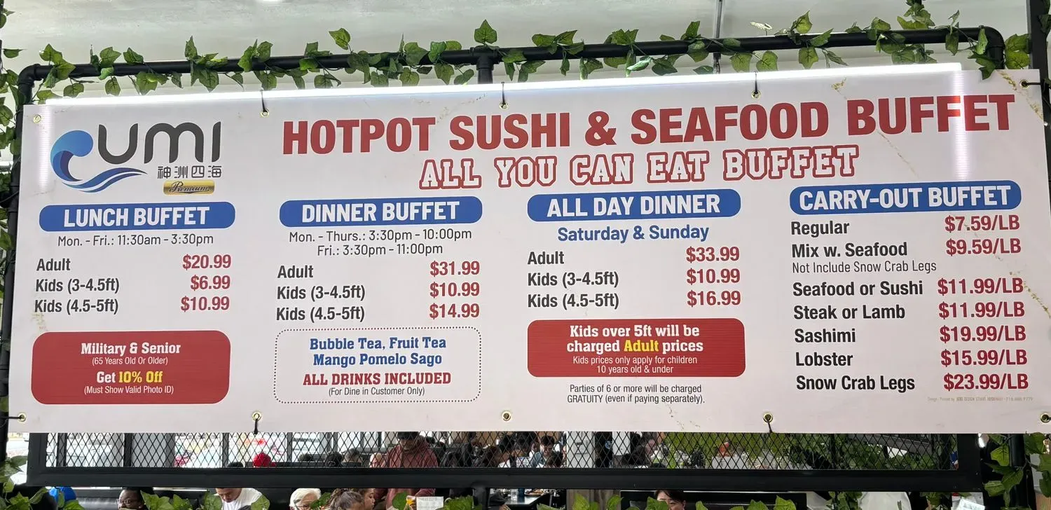 Umi Sushi & Seafood Buffet Menu - Updated November 2025