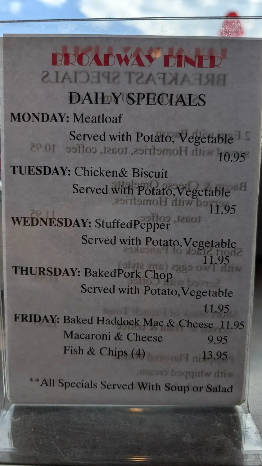Broadway Diner Menu - Updated November 2025