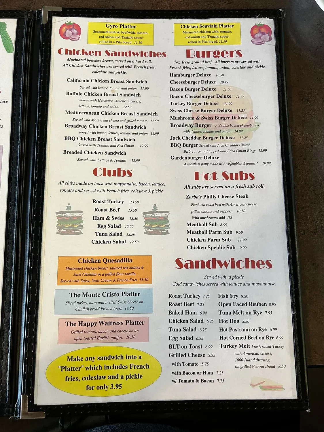 Broadway Diner Menu - Updated November 2025