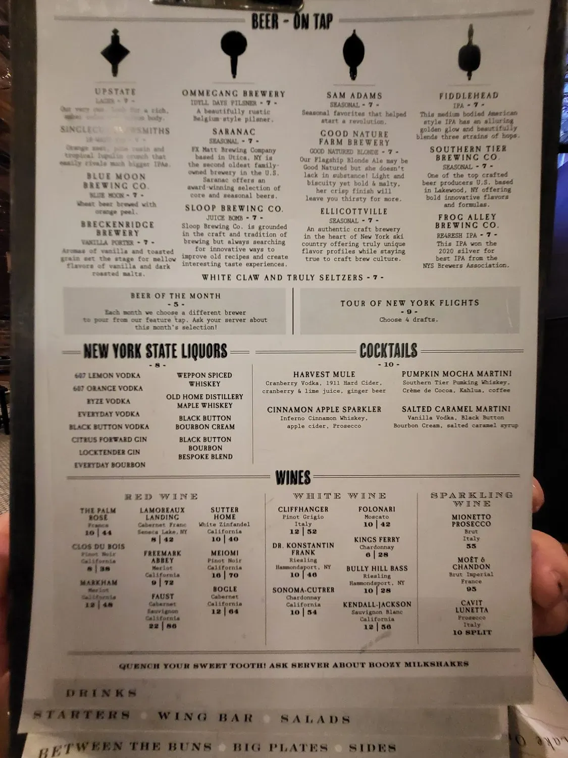 The Upstate Tavern Menu - Updated October 2025