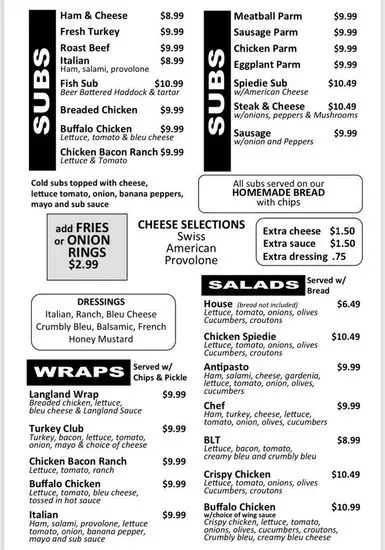 Langland's Menu | Endicott, NY | Checkle