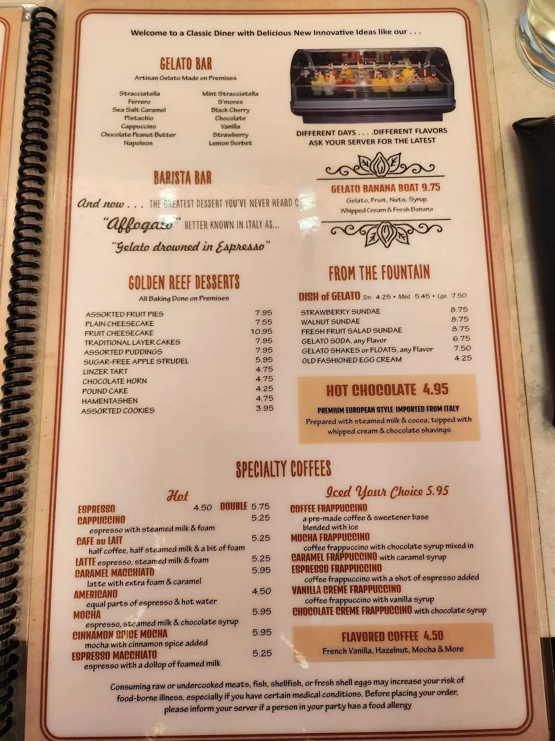 Golden Reef Diner Menu - Updated November 2025