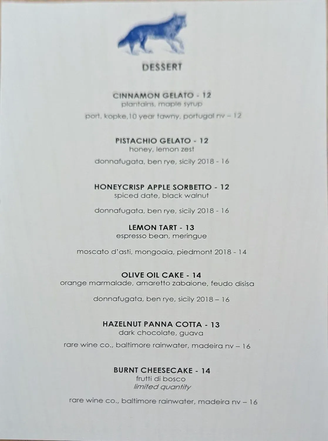Rocca Menu - Updated September 2025