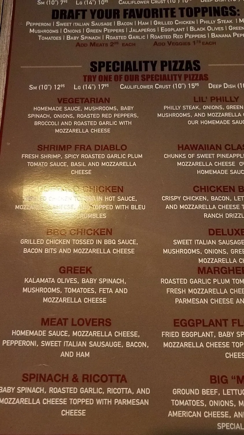 Overtime Pizzeria & Sports Pub Menu - Updated November 2025