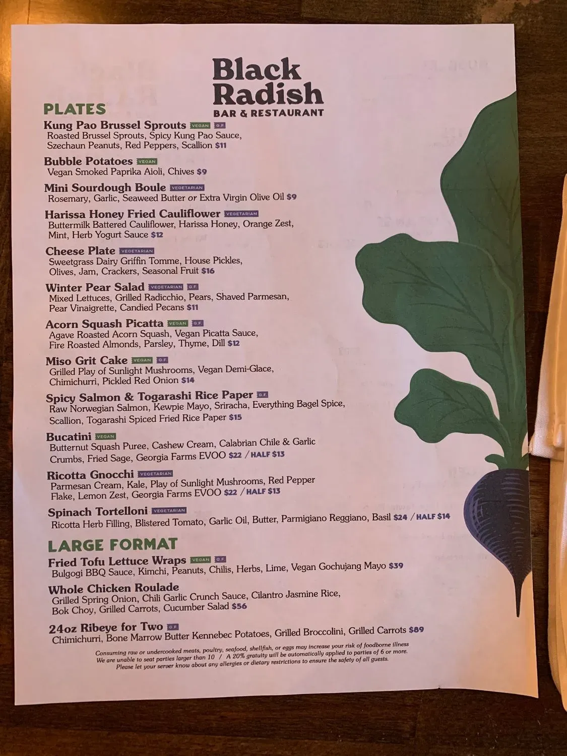 Black Radish Bar and Restaurant Menu - Updated November 2025