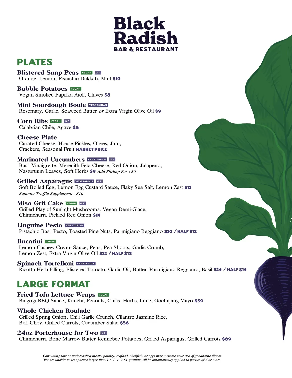 Black Radish Bar and Restaurant Menu - Updated November 2025