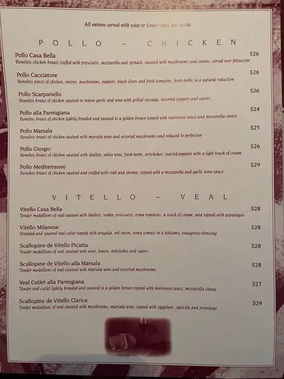Casa Bella Restaurant Menu | Stuart, FL | Checkle