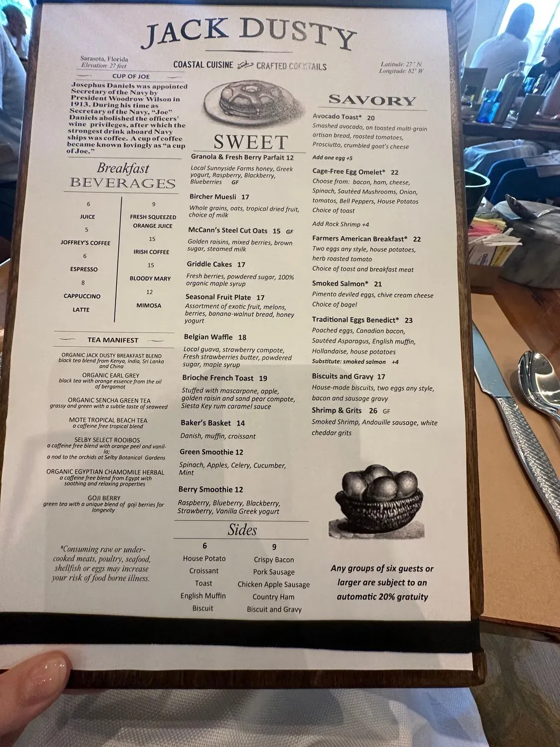 Jack Dusty Menu - Updated November 2025