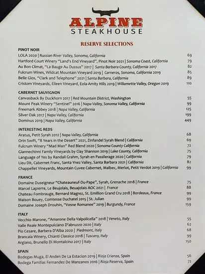 Alpine Steakhouse and Butcher Shop Menu | Sarasota, FL | Checkle