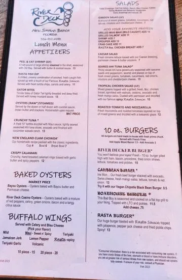 River Deck Tiki Bar & Restaurant Menu | New Smyrna Beach, FL | Checkle