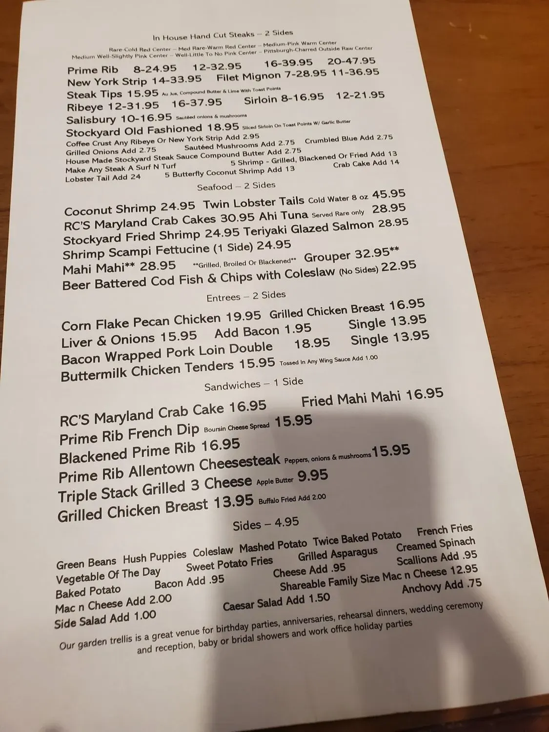The DeLand Stockyard Menu - Updated November 2025