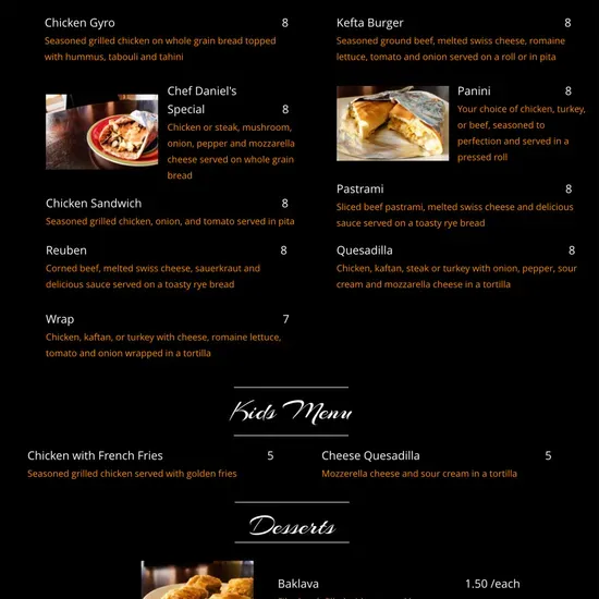 Nadia's Cafe Menu | Kissimmee, FL | Checkle