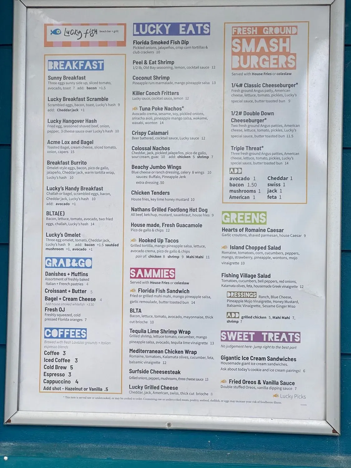 Lucky Fish Beach Bar + Grill Menu - Updated November 2025