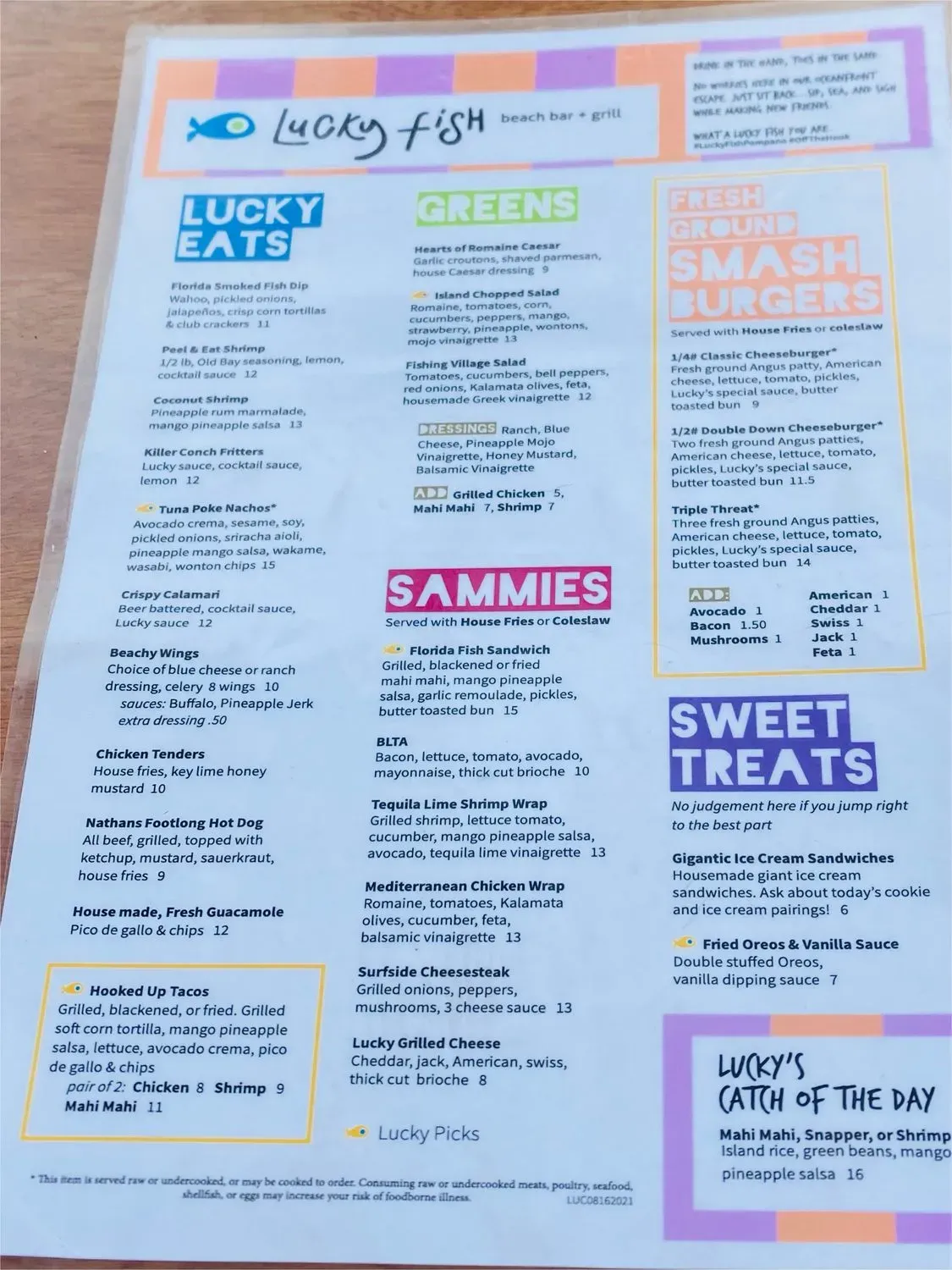 Lucky Fish Beach Bar + Grill Menu - Updated November 2025