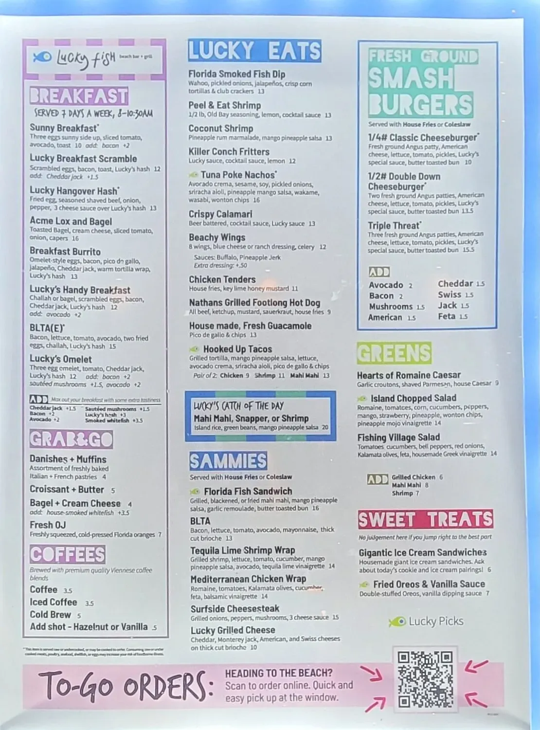 Lucky Fish Beach Bar + Grill Menu - Updated November 2025