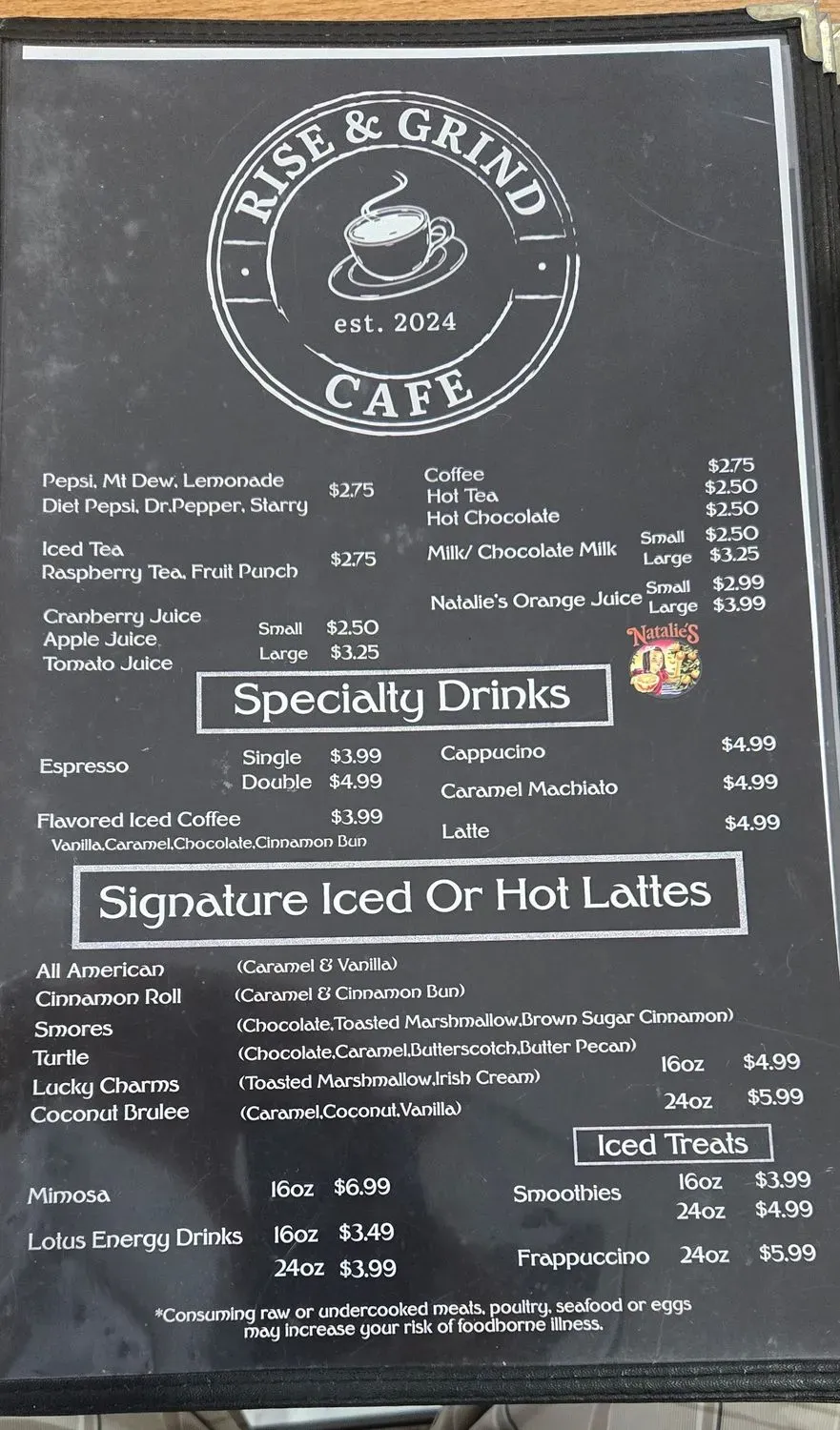 Rise & Grind Cafe Menu - Updated November 2025