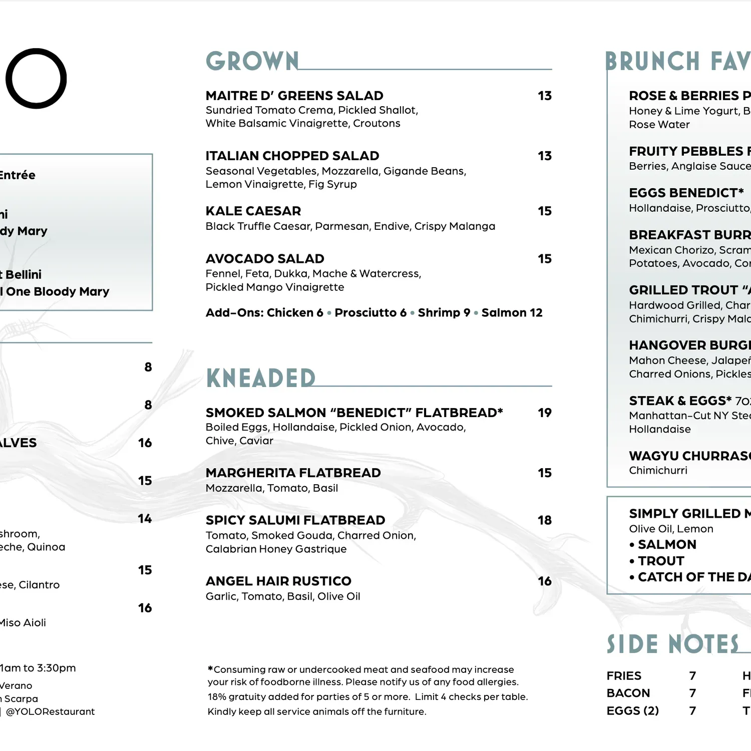 YOLO Restaurant Menu | Fort Lauderdale, FL | Checkle