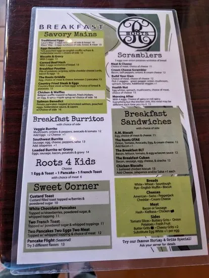 The Roots Restaurant Tavern Menu | Melbourne, FL | Checkle