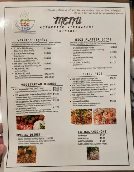 Pho Loc Tho Menu | Lakeland, FL | Checkle