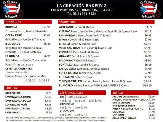 La Creación Bakery 2 - Brandon Menu | Brandon, FL | Checkle