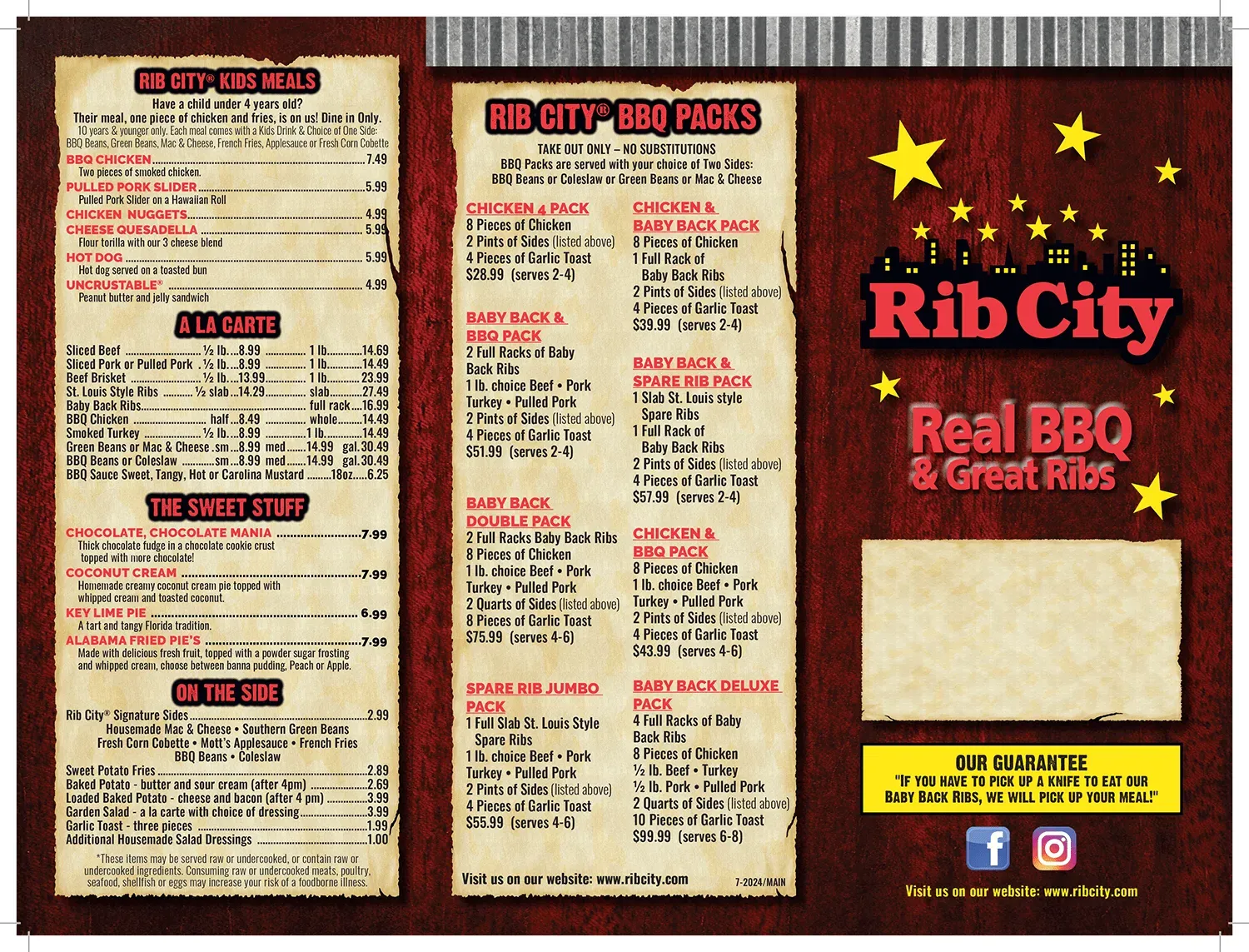 Rib City Menu - Updated November 2025