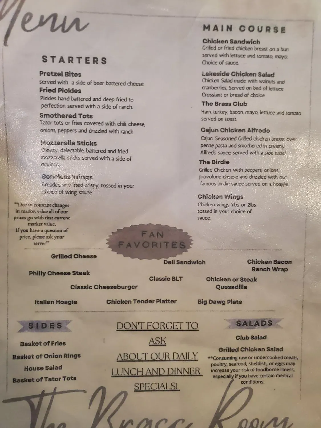 Lakeside Grill Menu | Inverness, FL | Checkle