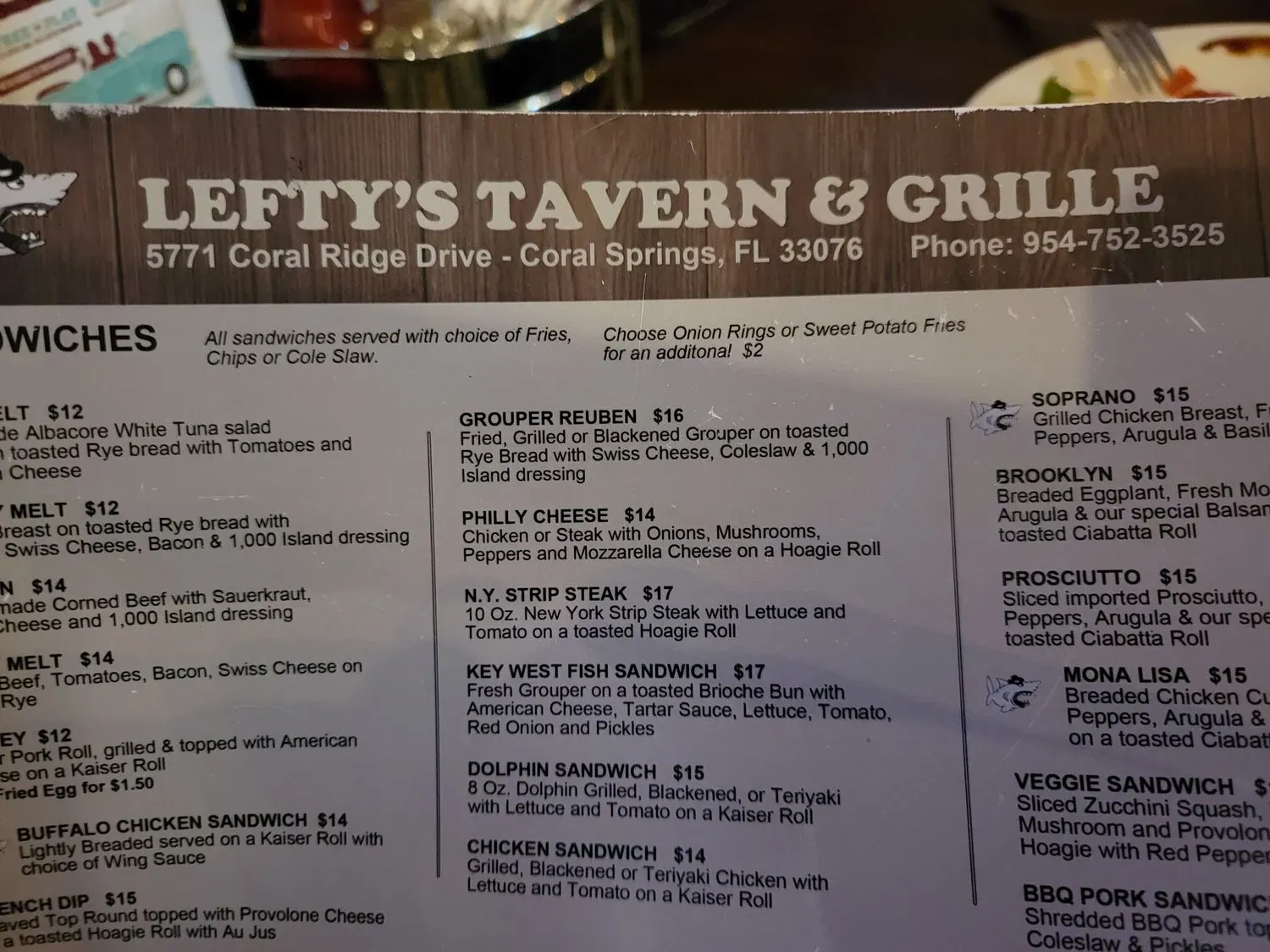 Lefty's Tavern & Grille Menu - Updated November 2025