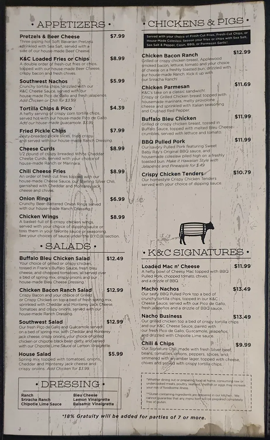 Keg & Cow Menu | Cape Coral, FL | Checkle