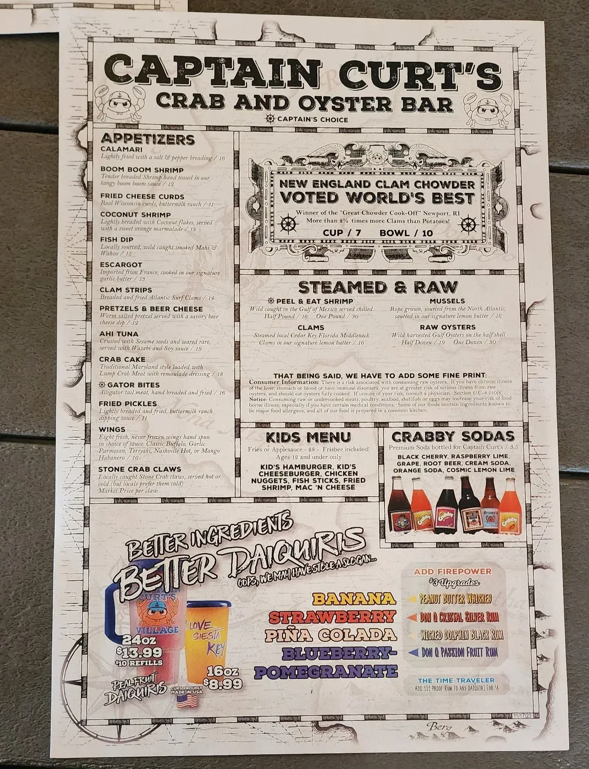 Captain Curt's Crab & Oyster Bar Menu - Updated October 2025