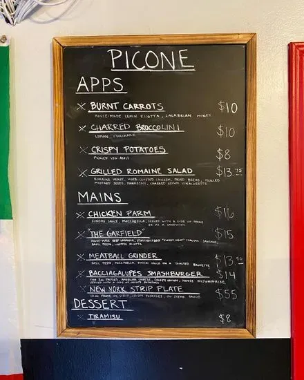 Picone Menu | Denton, TX | Checkle