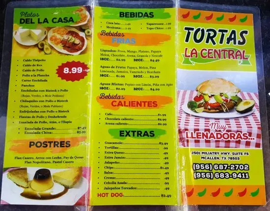 Tortas la. Central # 1 Menu | McAllen, TX | Checkle