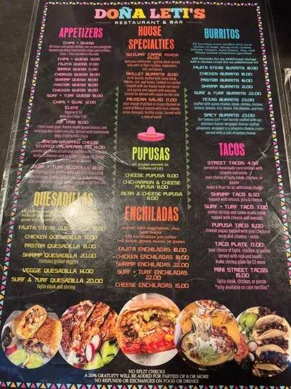 Doña Leti’s Menu | Houston, TX | Checkle