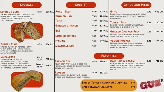 Gus' Deli Menu | Stafford, TX | Checkle