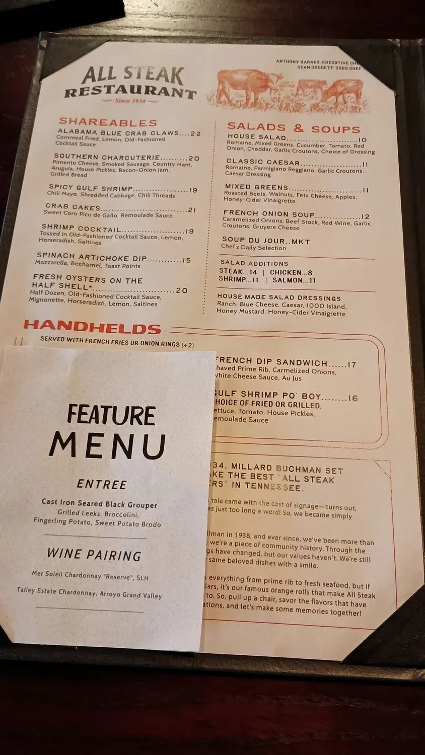 All Steak Restaurant Menu | Cullman, AL | Checkle