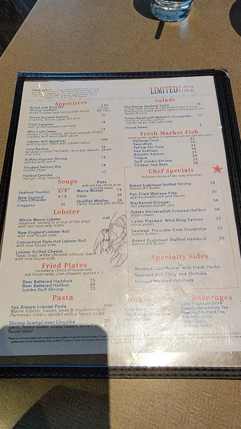 Sea Breeze Fish Market & Grill Menu - Updated October 2025