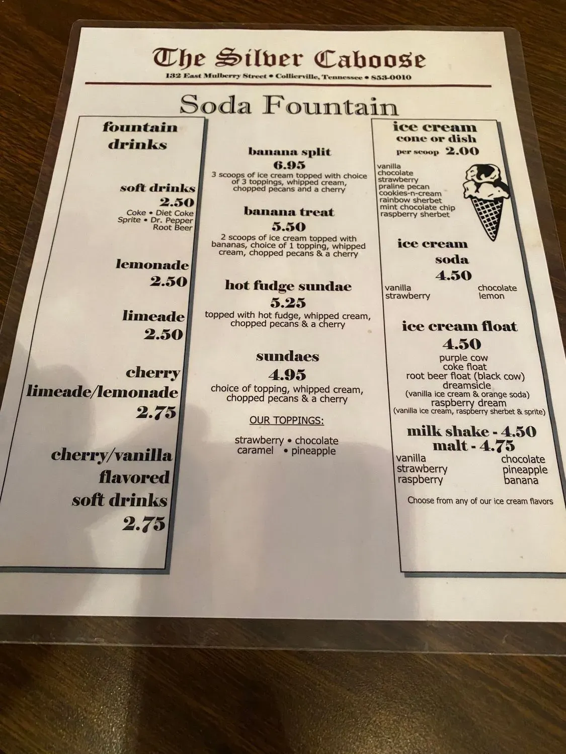 Silver Caboose Restaurant & Soda Fountain Menu - Updated November 2025