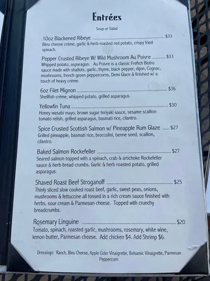 Rain Restaurant Menu | Abingdon, VA | Checkle