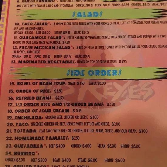 Los Reyes Grill Llc Menu | Jasper, AL | Checkle