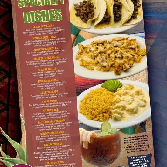 Blue Agave Méxican Restaurant Menu | Ozark, AL | Checkle